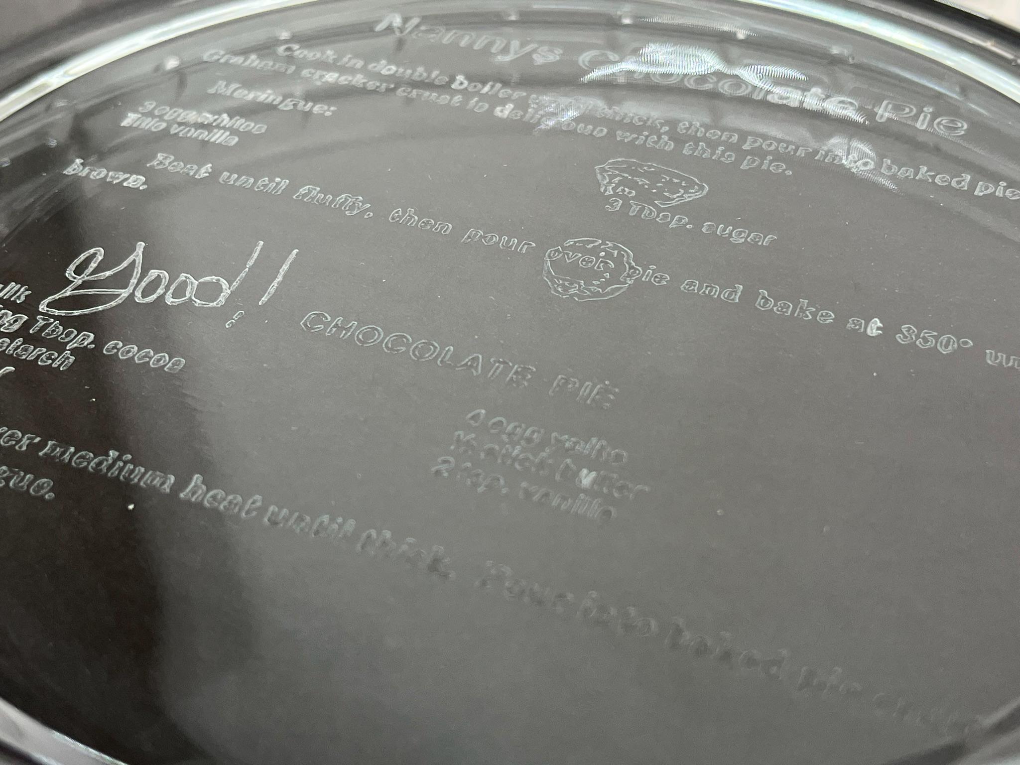 Engraved Recipe Pie Plate: Handwritten Keepsake, Personalized Bakeware ...
