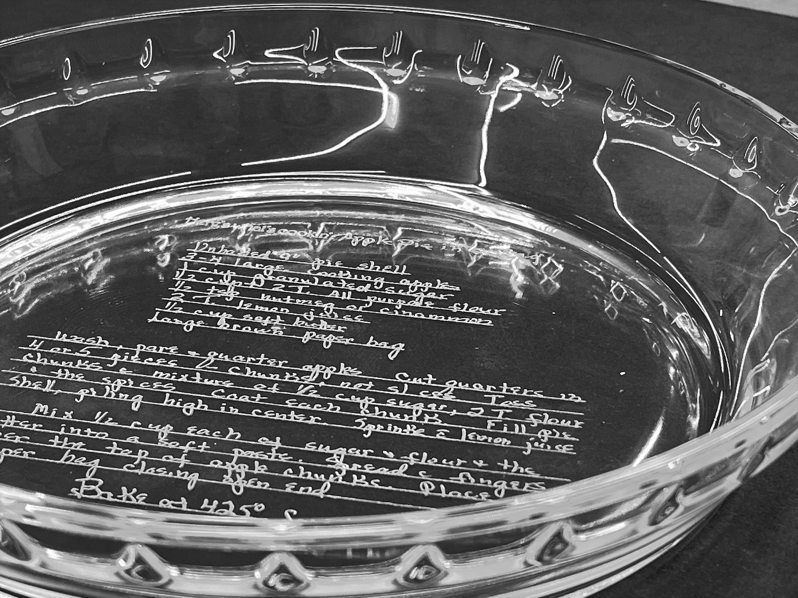 Engraved Recipe Pie Plate: Handwritten Keepsake, Personalized Bakeware ...