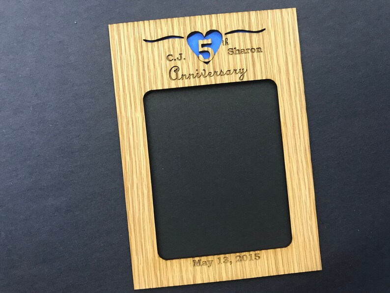 5th Anniversary Picture Frame - 5x7 Frame Holds 3x5 Photo - 5th Wedding ...