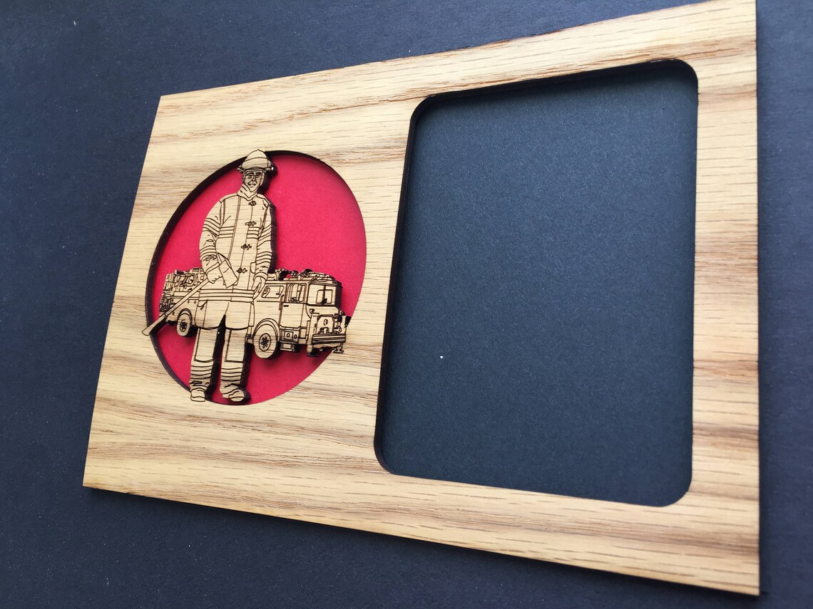 Firefighter Picture Frame - Holds 3x4 Photo - Fireman Frame ...