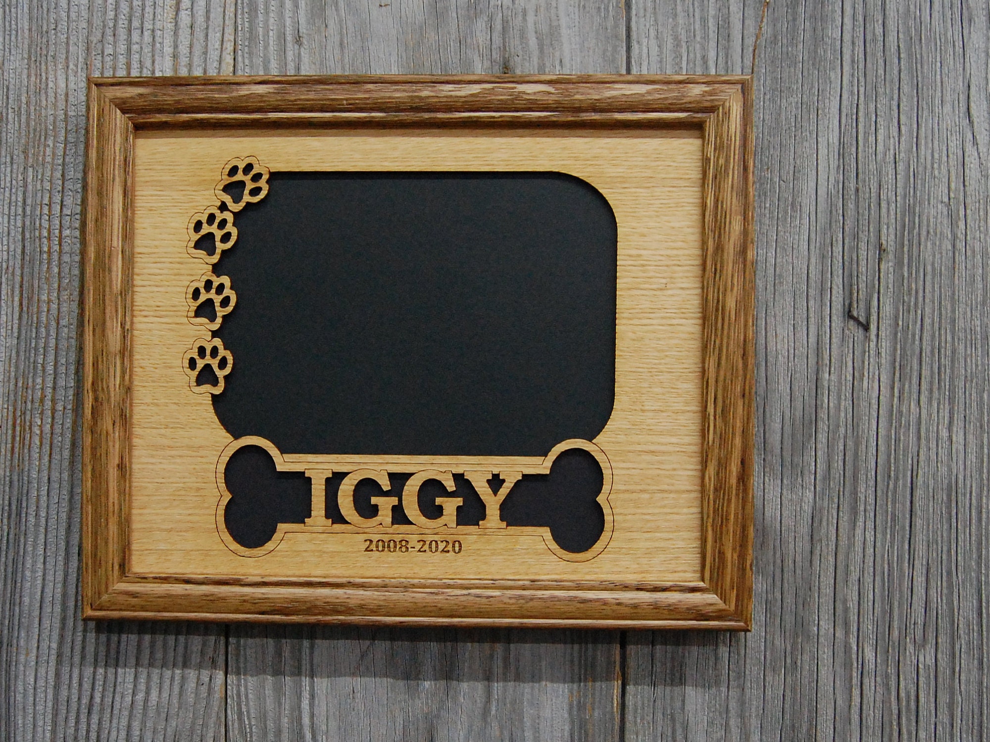 Personalized Dog Bone & Paw Prints Picture Frame Holds a | Etsy