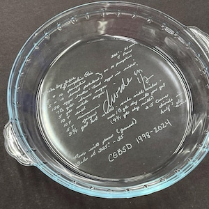 Engraved Recipe Pie Plate: Handwritten Keepsake, Personalized Bakeware ...
