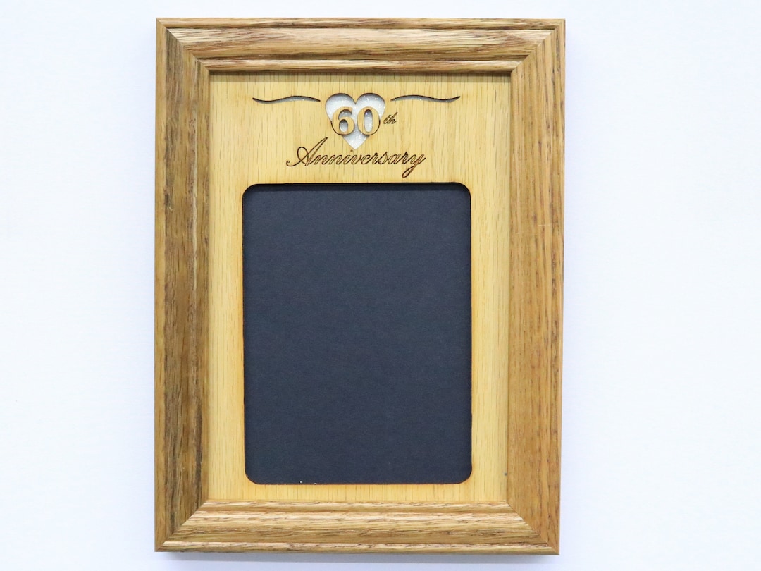 60th Anniversary Photo Frame - 5x7 Frame Holds 3x5 Photo- 60th Wedding ...