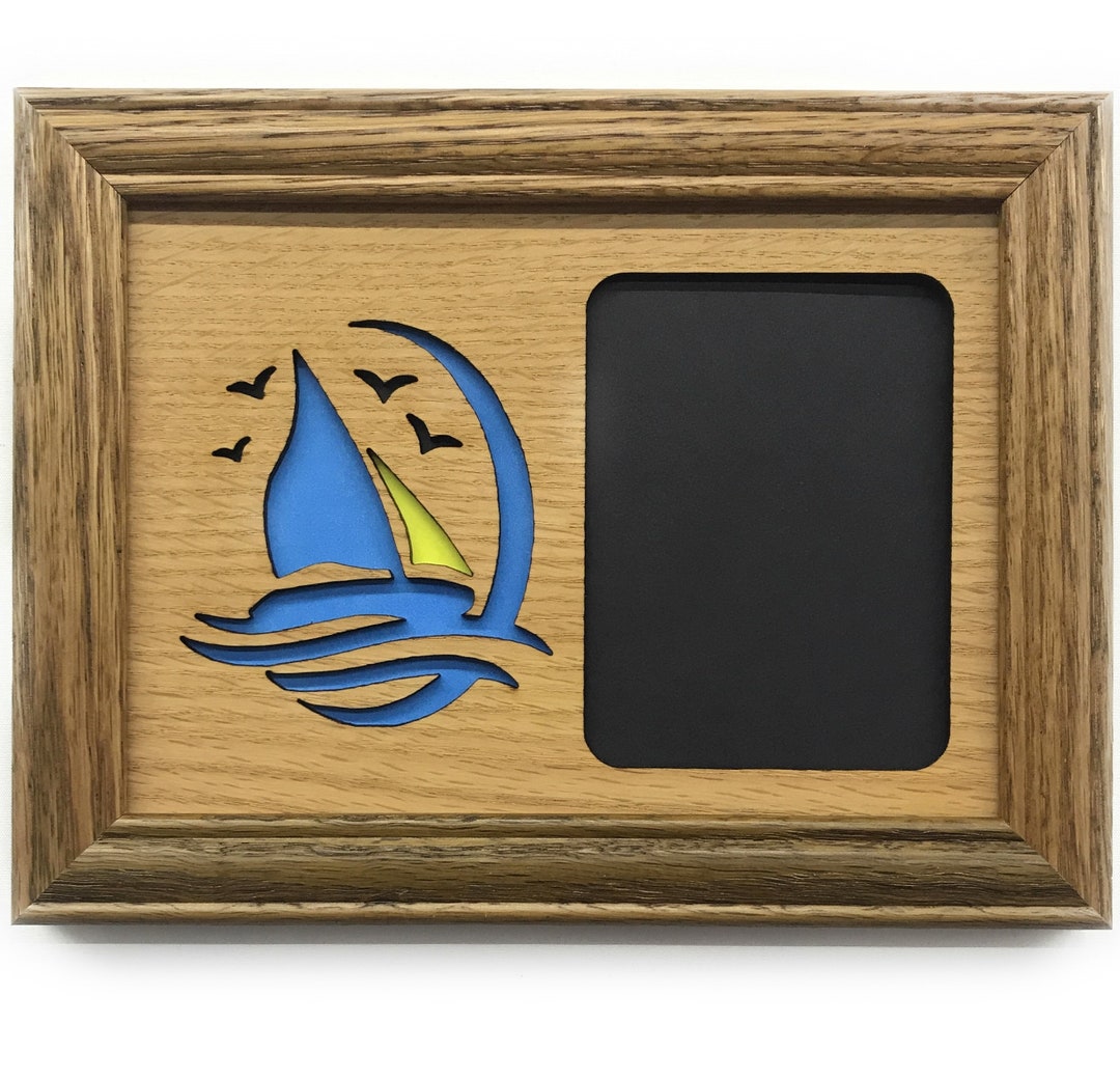 Sail Boat Picture Frame - 5x7 Frame Holds 3x4 Photo - Sail Boat Wall ...
