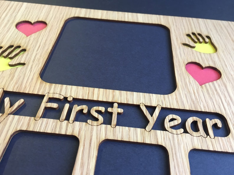 11x14 My First Year Picture Frame With Handprints and Hearts, Nursery ...