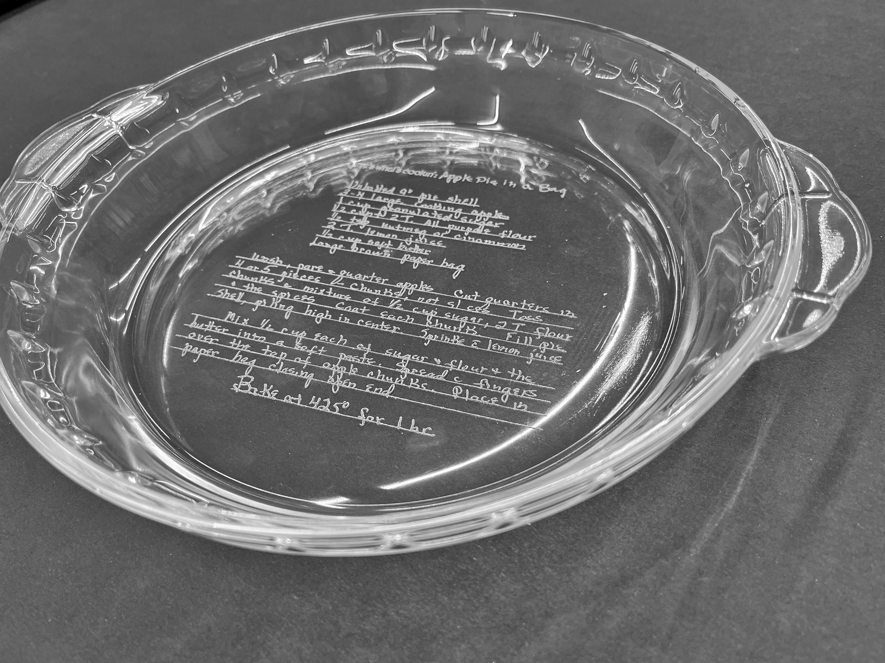 Engraved Recipe Pie Plate: Handwritten Keepsake, Personalized Bakeware ...