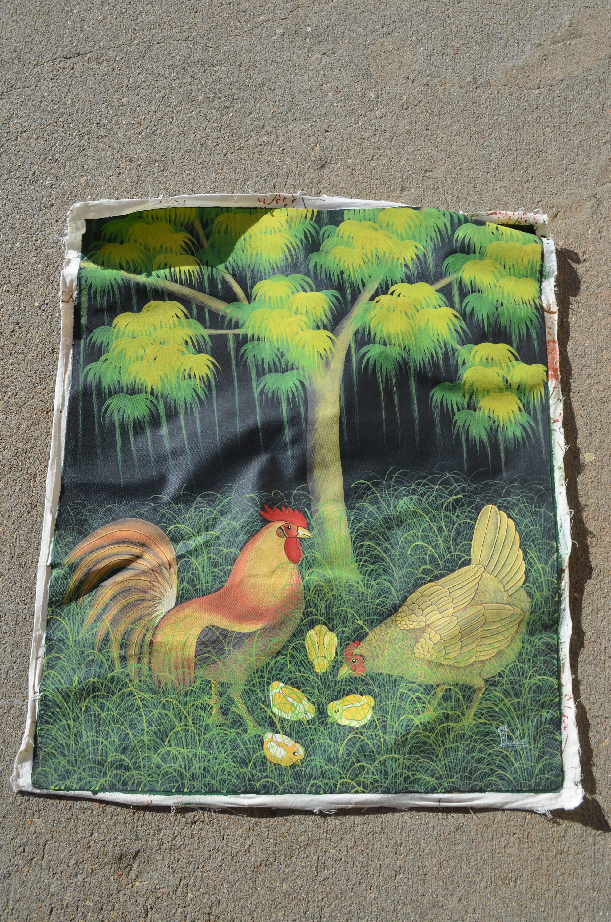 Vintage Batik Folk Art Chicken Painting Rooster with Mother | Etsy