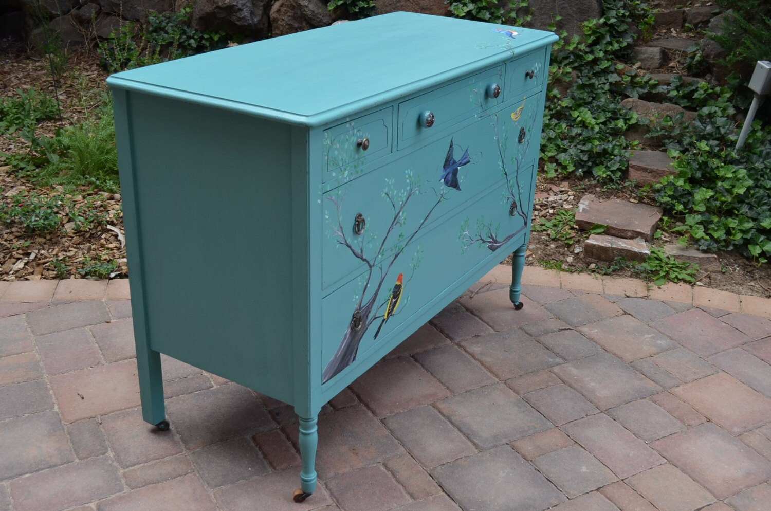 Hand Painted by Me Bird Dresser SHIPPING INCLUDED: Backyard Songbirds ...