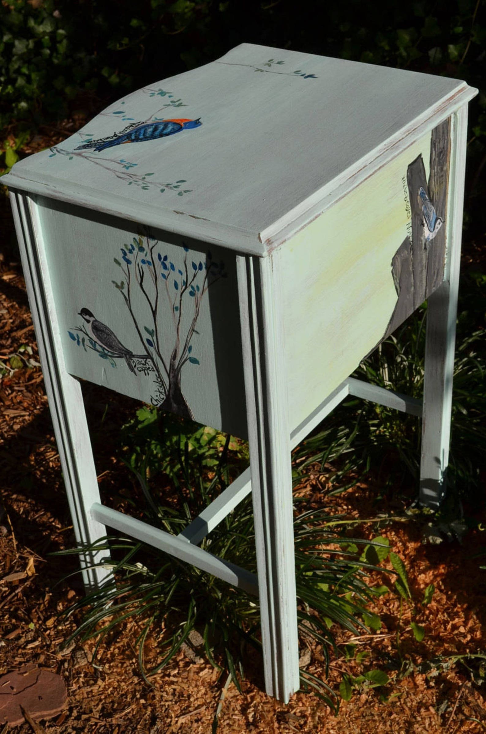 Custom Bird Side Table or Nightstand Hand Painted Antique - Etsy