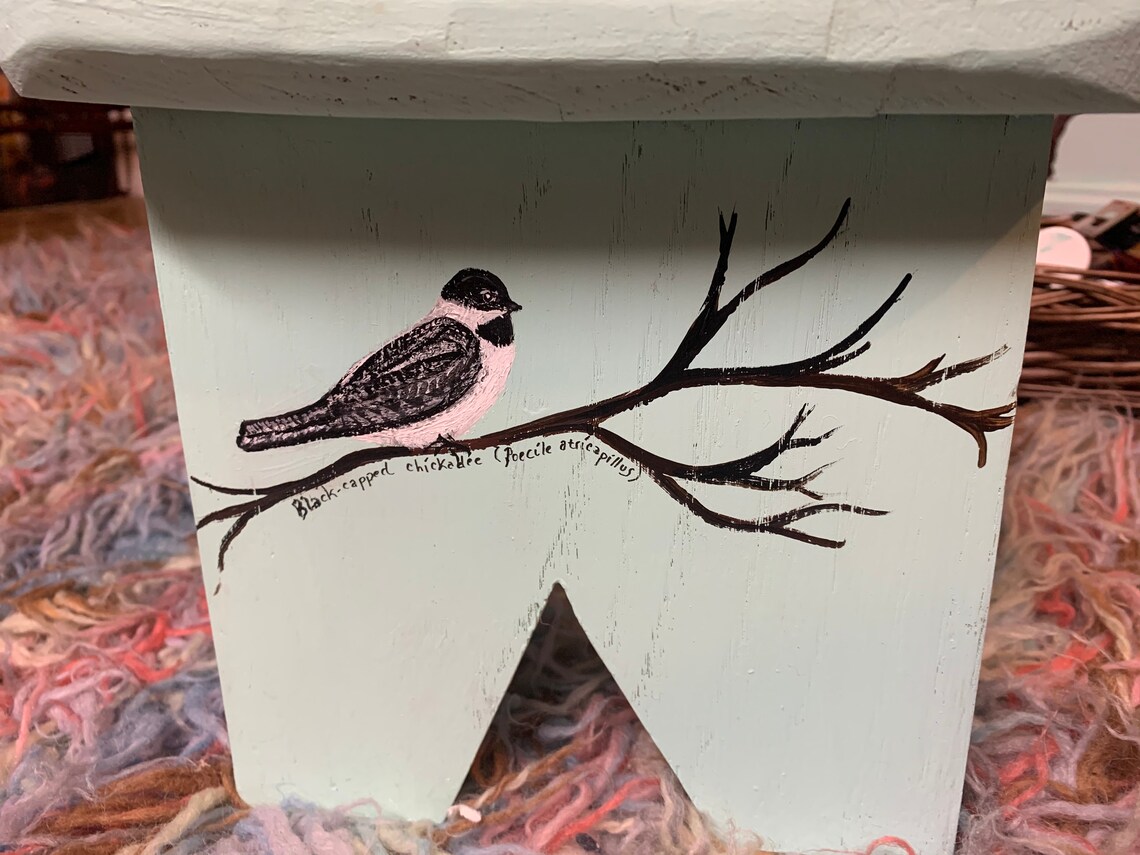 Children's Bird Stool or Footstool Hand Painted by Me: Distressed Teal ...