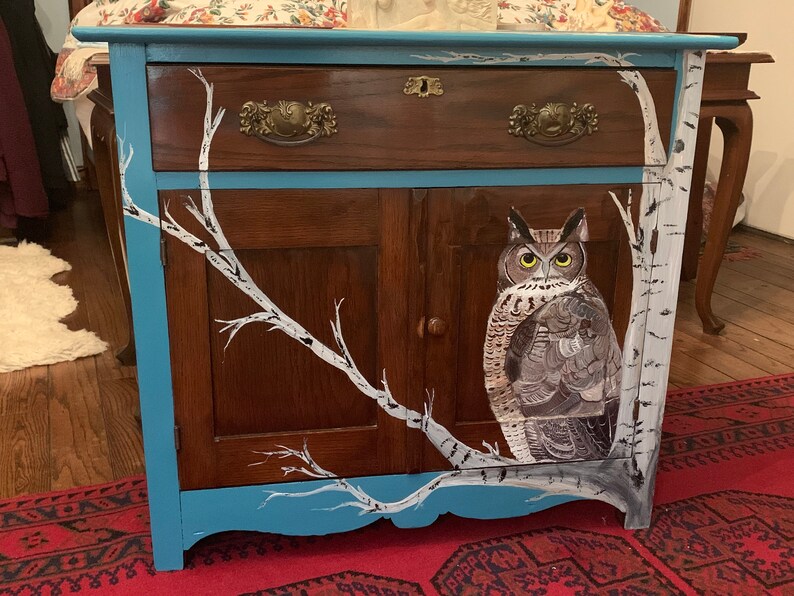 Antique Bird Dresser OWLS Oak Washstand SHIPPING INCLUDED: | Etsy