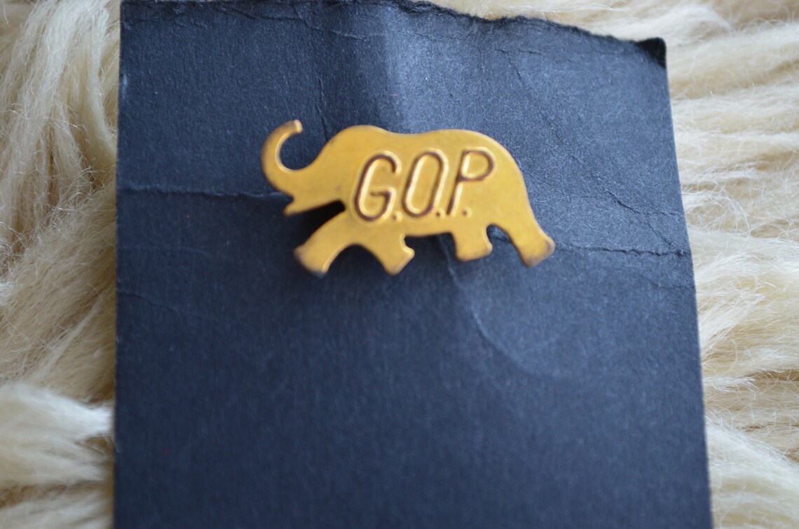 Vintage GOP Brass Elephant Pin Voting Pin Mid-century - Etsy