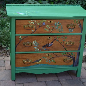 Hand Painted by Me Bird Dresser SHIPPING INCLUDED: Backyard Songbirds ...