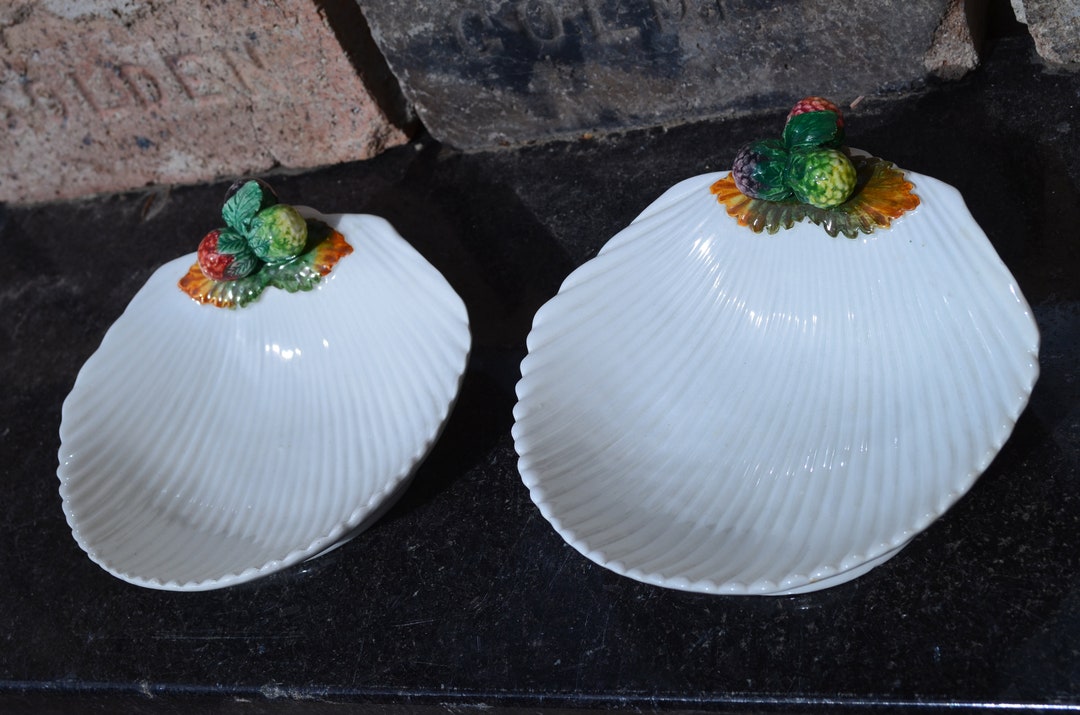 White Italian Porcelain Shell Dishes, Antique Dishes, Matching Ocean ...