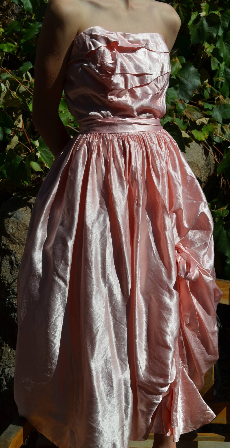 Vintage Miss Ashlee Evening Dress Sz 5/6 Pink Satin Ball | Etsy
