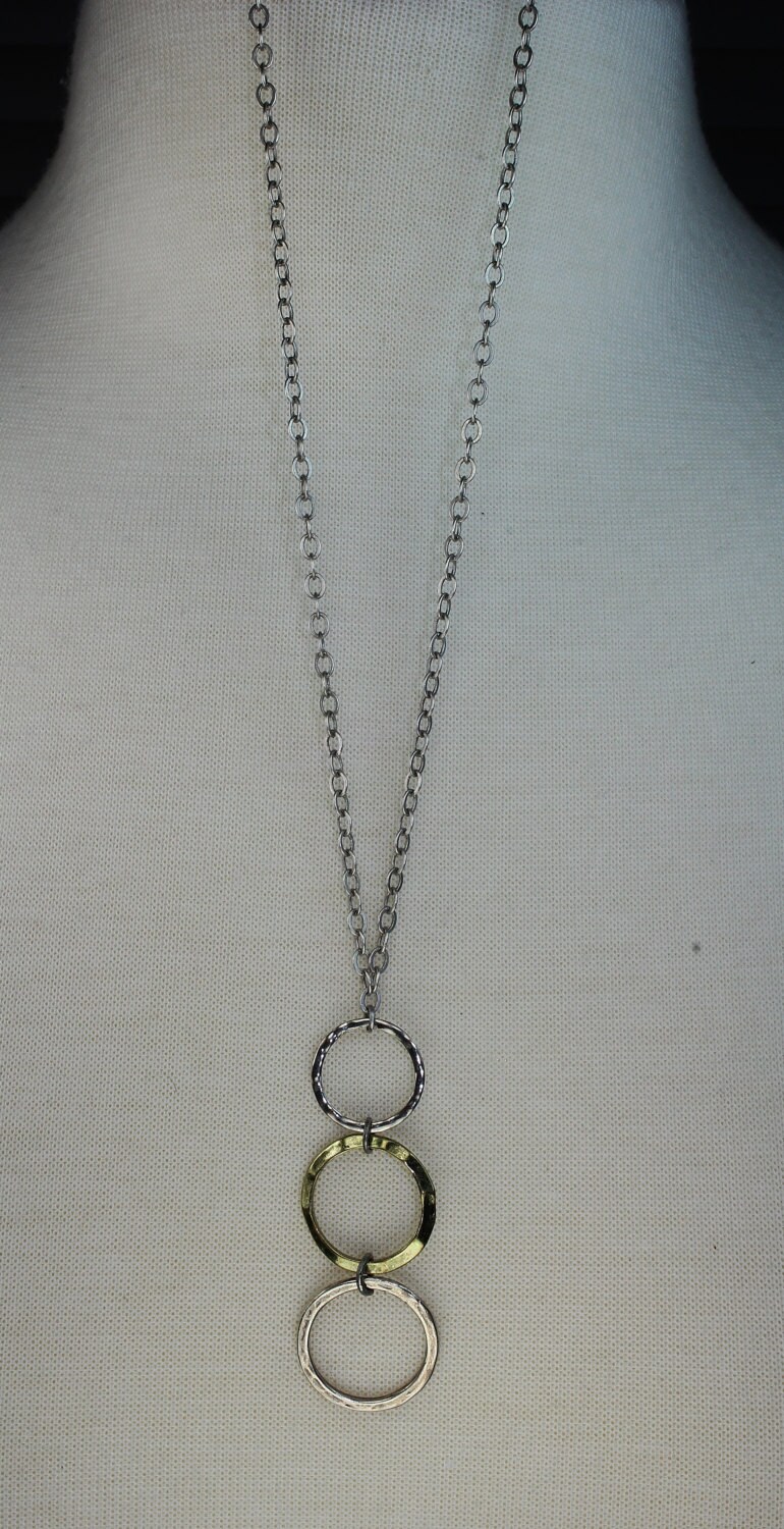 Silver and Gold Loop Necklace Linked Chain Necklace Tri Color - Etsy