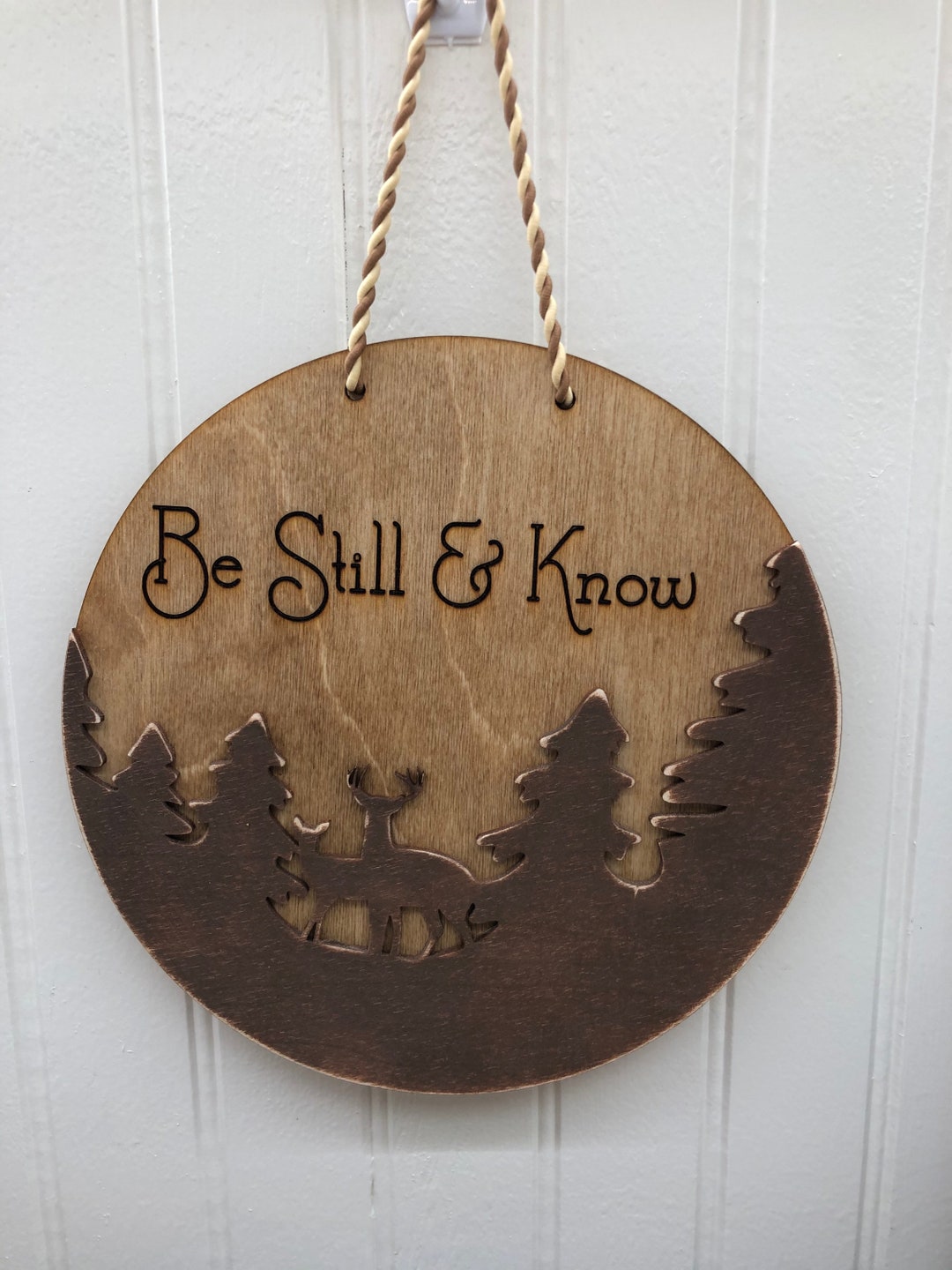 Scripture Round Hanging Decor, Door Sign, 8" - Etsy