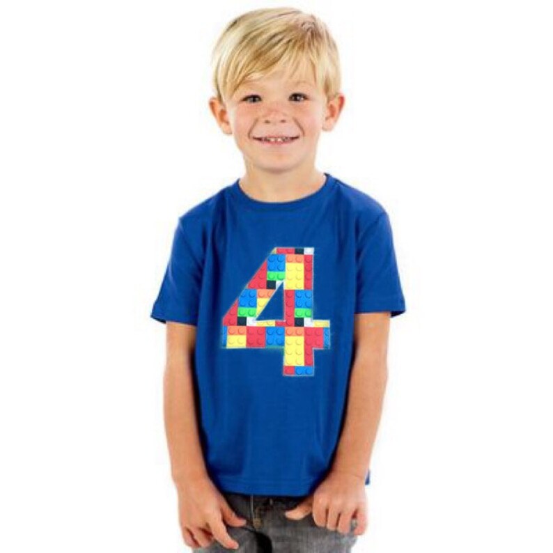 4 Birthday shirt construction blocks outfit 4th Building | Etsy