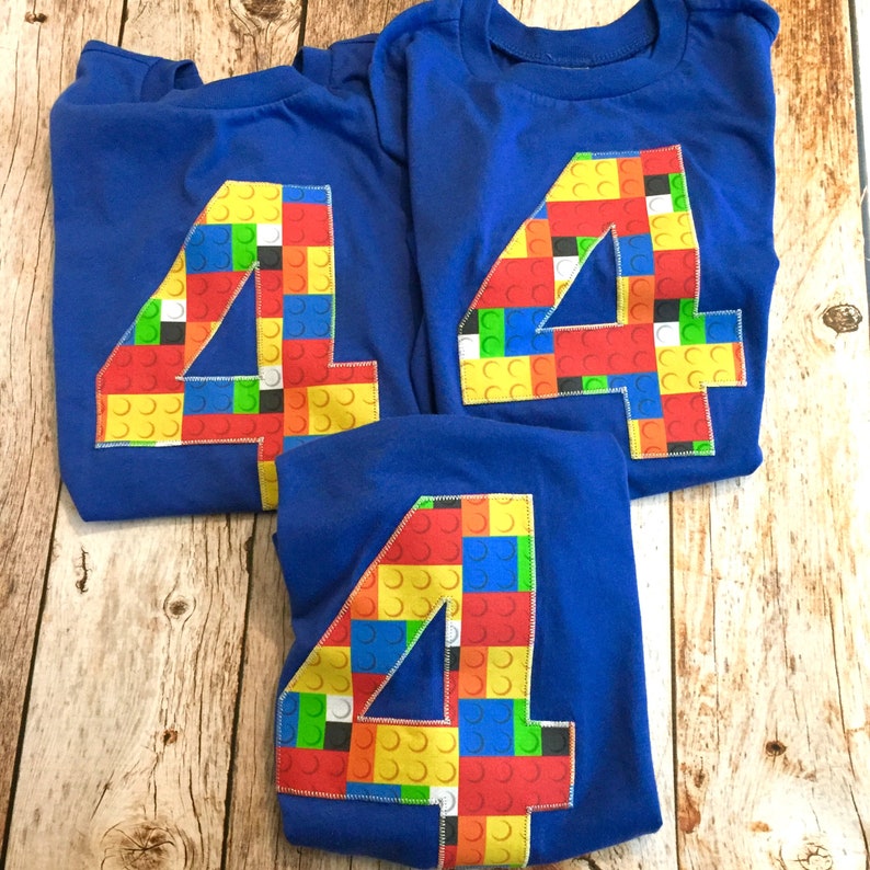 4 Birthday shirt construction blocks outfit 4th Building | Etsy