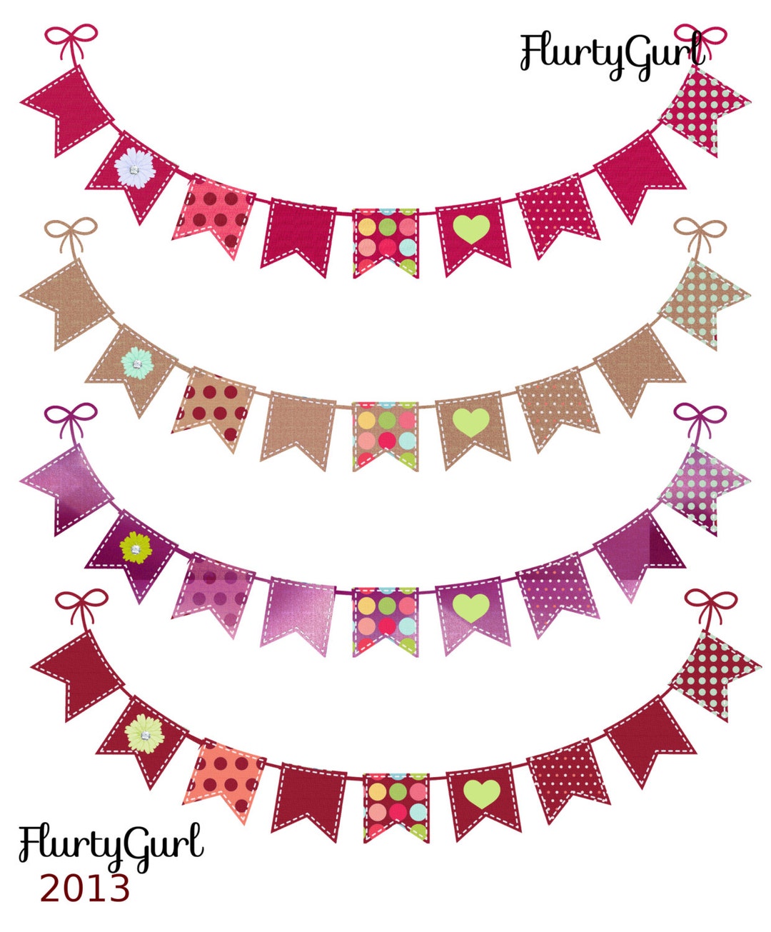 4 Printable Banner Digital Banner Flag Banner Flag Clip Art Bunting ...