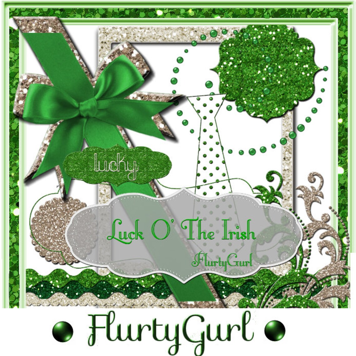 St. Patricks Day Luck O the Irish Digital Scrapbook Elements Kit - Etsy