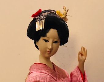 Tall Vintage Kyugetsu Japanese Doll Traditional Silk Kimono Brocade ...