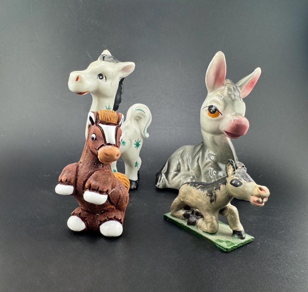 Vintage Ceramic Horse & Donkey Figurines LEPS Peru Clay Pony Norcrest ...