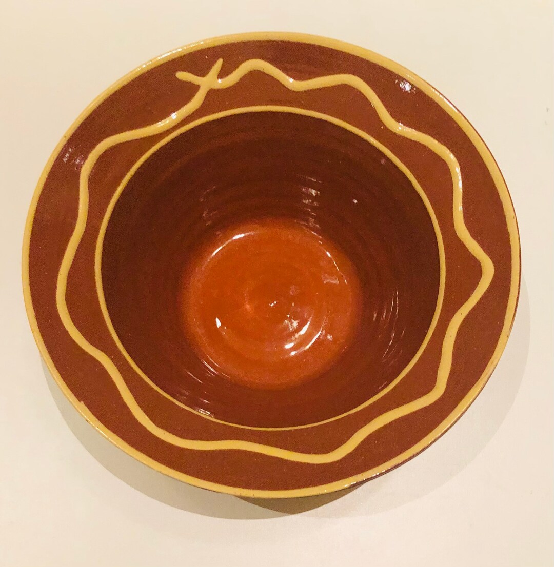 Vintage 1980s Pennsylvania Redware Slipware Bowl Early American Museum ...