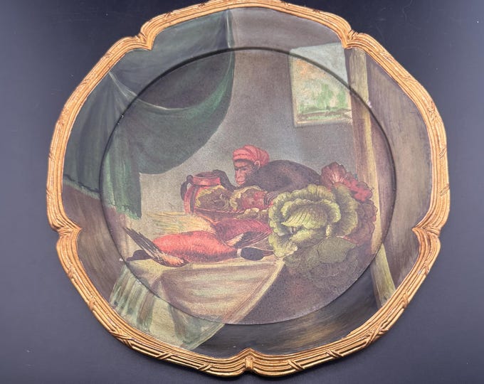 Vintage Scalloped Chinese Decorative Plate Monkey in Turban With ...