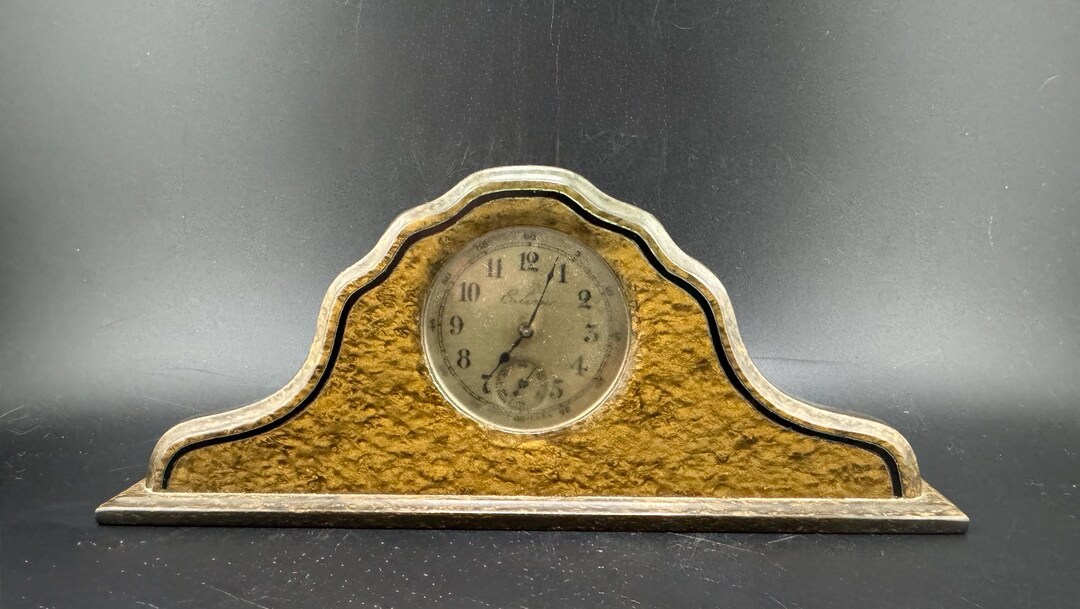 Antique Edwardian Art Deco Celluloid Clock Gold Fiberloid Case ...