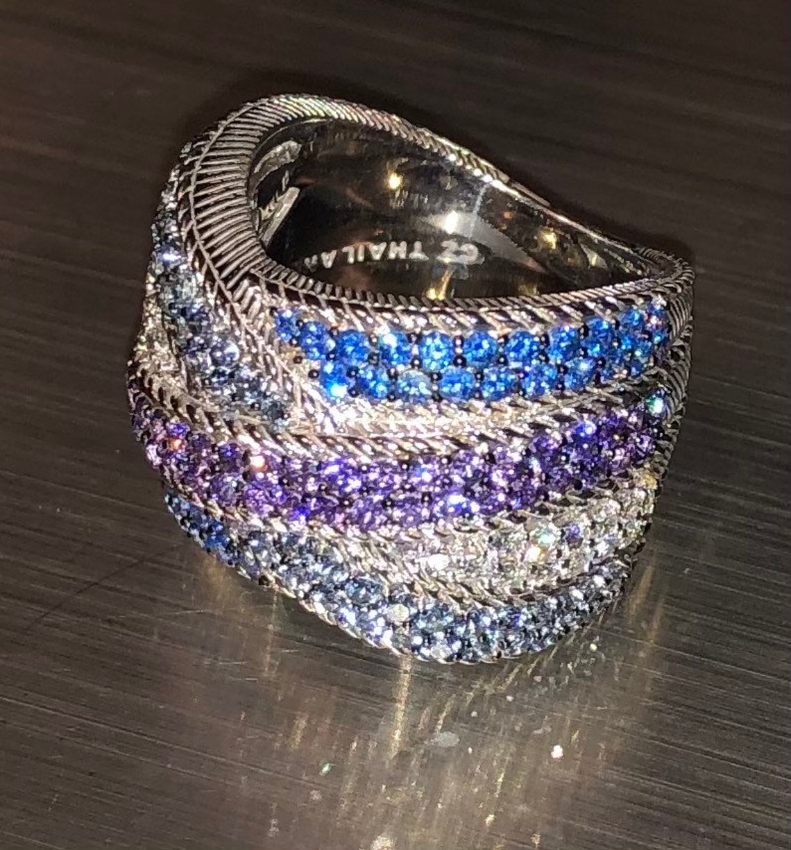 Vintage Judith Ripka Ring Wide Woven Multi Band Size 6 Purple - Etsy