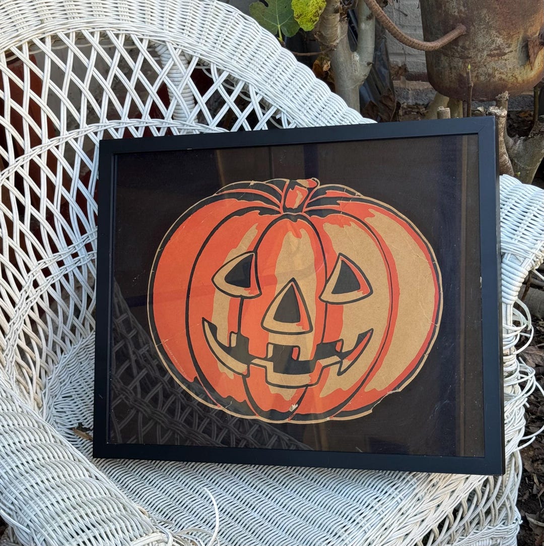Antique Halloweeen Jack 'O Lantern Decoration Diecut Great Pumpkin ...