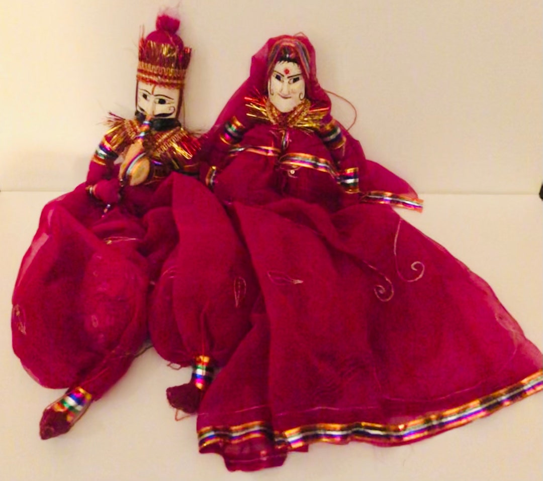 Handcrafted Hand Painted Pair Wooden Face String Puppet Kathputli ...