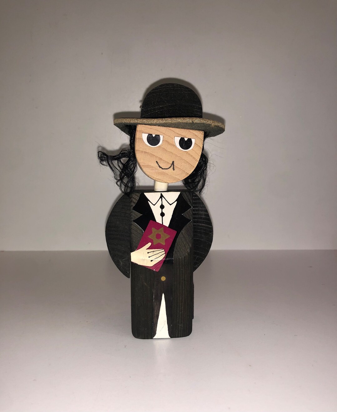 Vintage MCM Miniature Frank Meisler Wood Chassidic Rabbi Sculpture ...