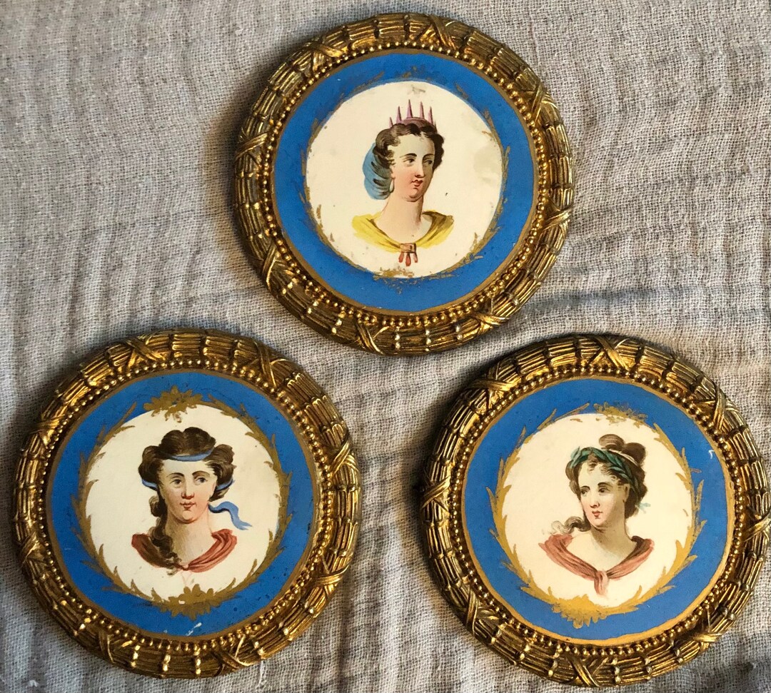 Antique Sevres Enamel Plaques Set of 3 Rare Neoclassical French Wall ...