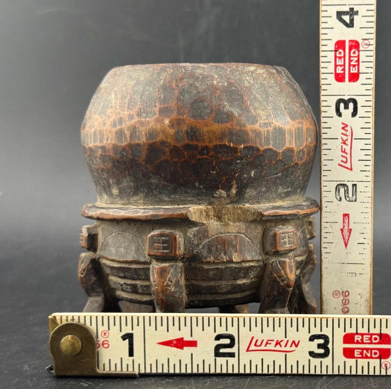 Small Antique African Carved Wood Footed Bowl Offering Cup Tribal Folk ...