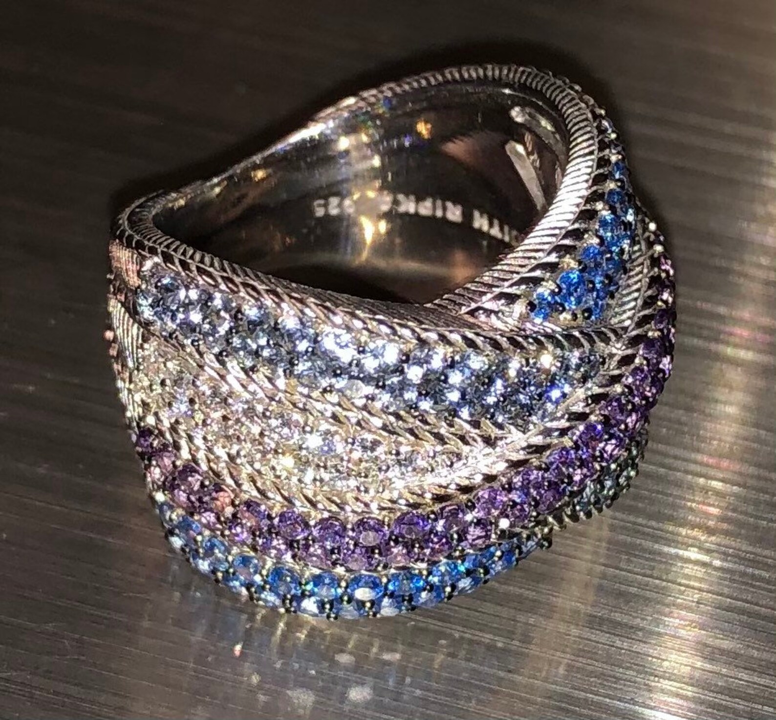 Vintage Judith Ripka Ring Wide Woven Multi Band Size 6 Purple | Etsy