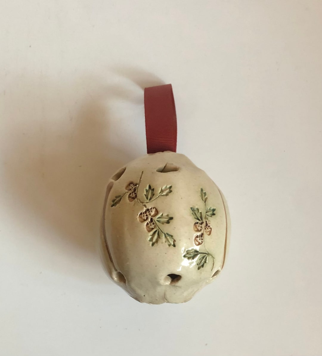 Vintage Hand Built Studio Pottery Pomander Potpourri Sachet Holder Natural Acorn Design Boudoir ...