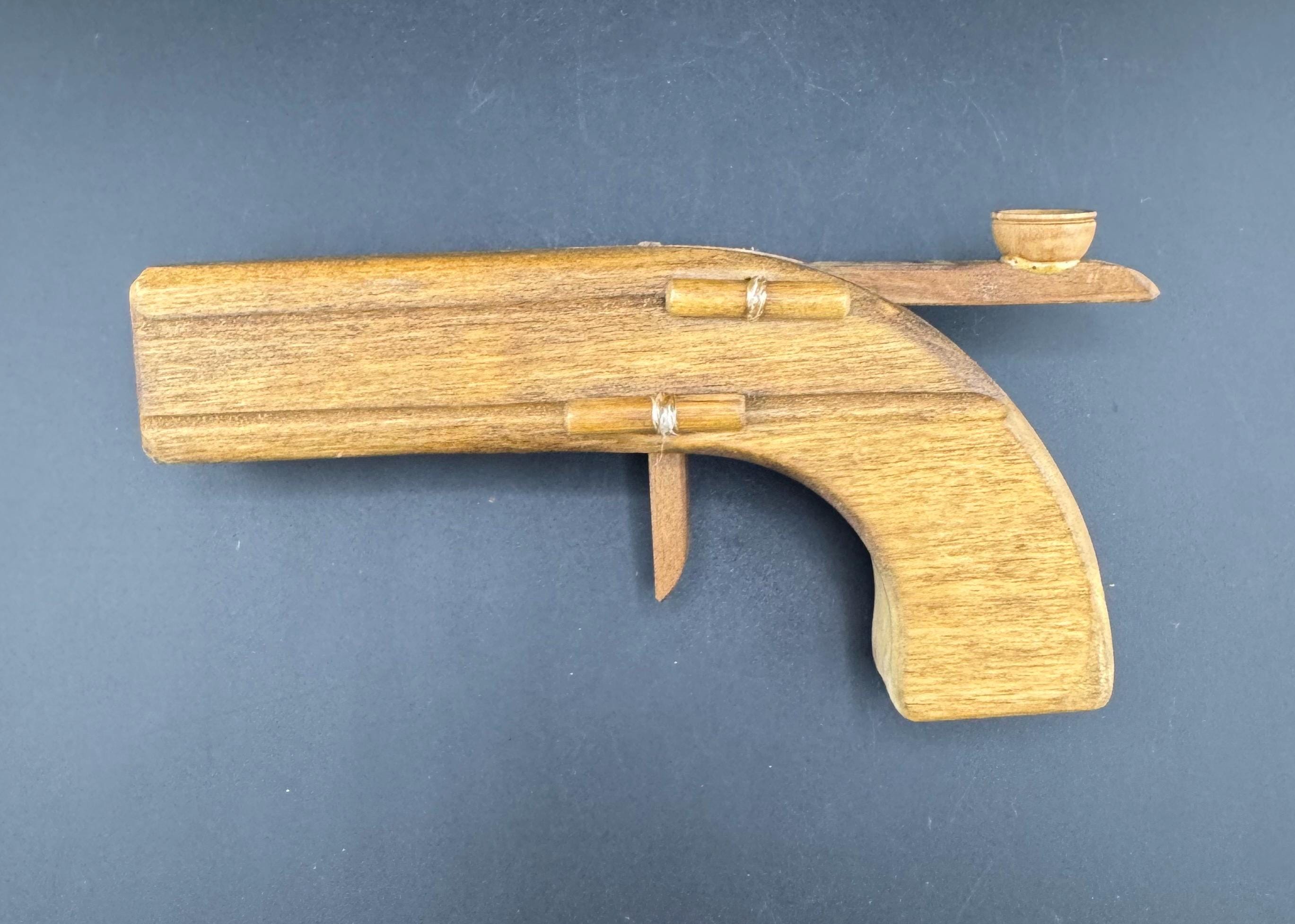 Handcrafted Vintage Folk Art Wooden Pea Shooter Primitive Toy Gun ...