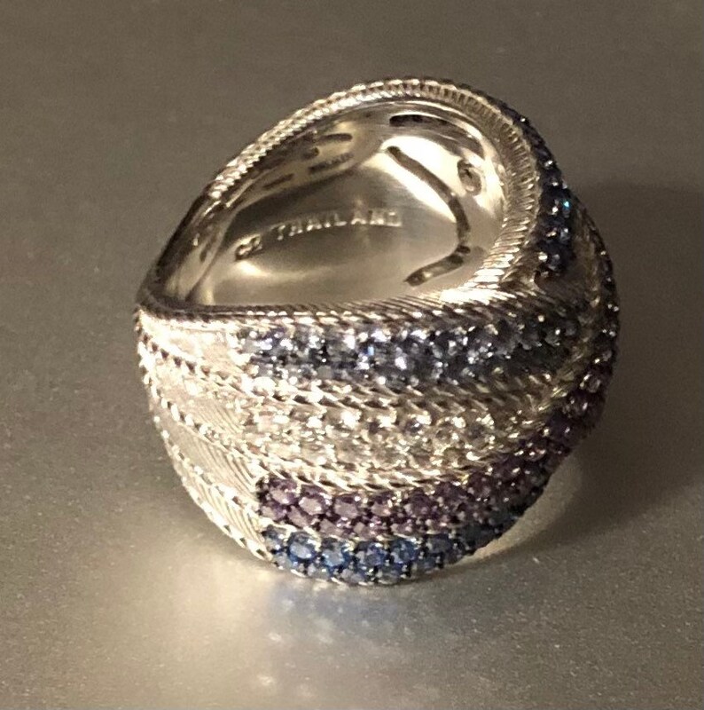 Vintage Judith Ripka Ring Wide Woven Multi Band Size 6 Purple - Etsy