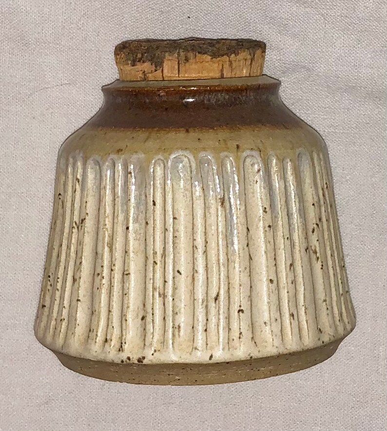 Vintage Studio Art Pottery Lidded Container With Cork Lid Signed by ...