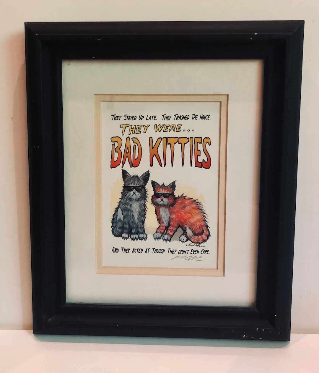 Hilarious BAD KITTIES Frank Coble Signed Framed Felines Print ...