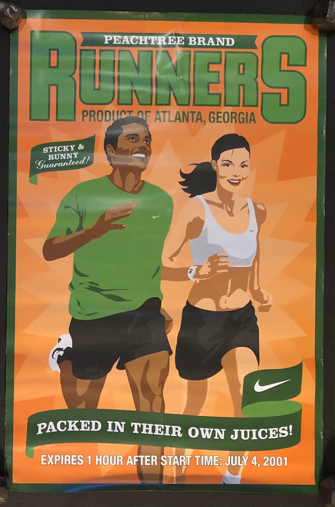 Vintage 2001 Atlanta Peachtree Road Race Nike Poster Peachtree Brand ...