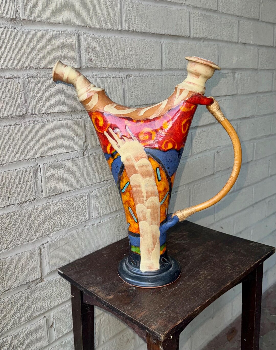 Gorgeous Danko Pottery Pitcher Ceramic Water Bottle Bulgarian Folk Art ...