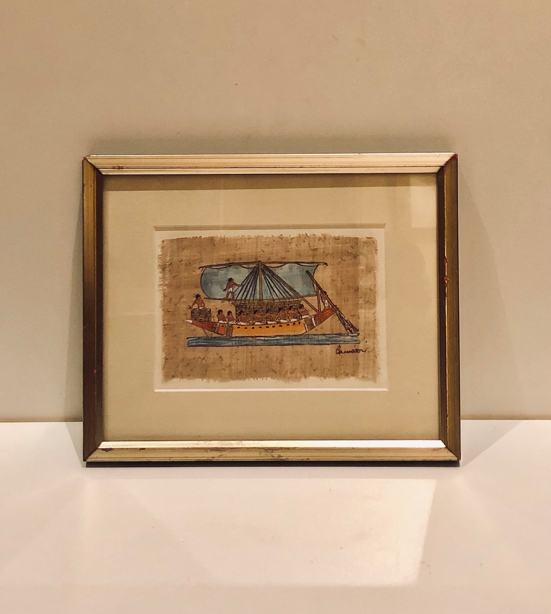 Vintage Egyptian Papyrus Ship Sailboat Painting Ancient Style - Etsy