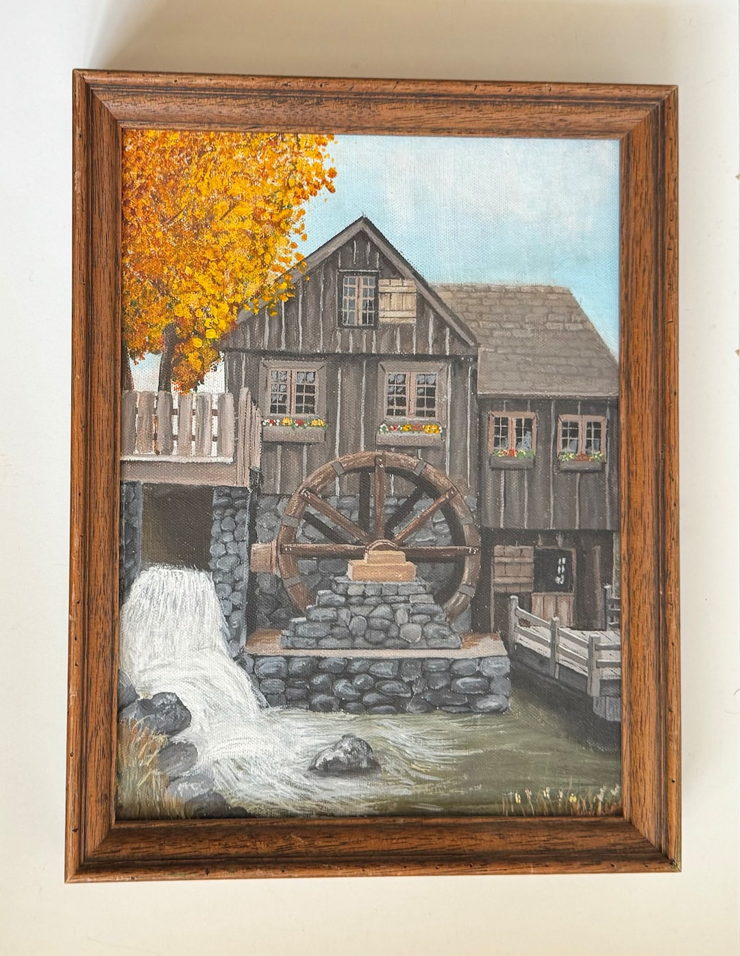 Vintage Original Grist Mill Painting Georgia Rural Farm River Peaceful ...