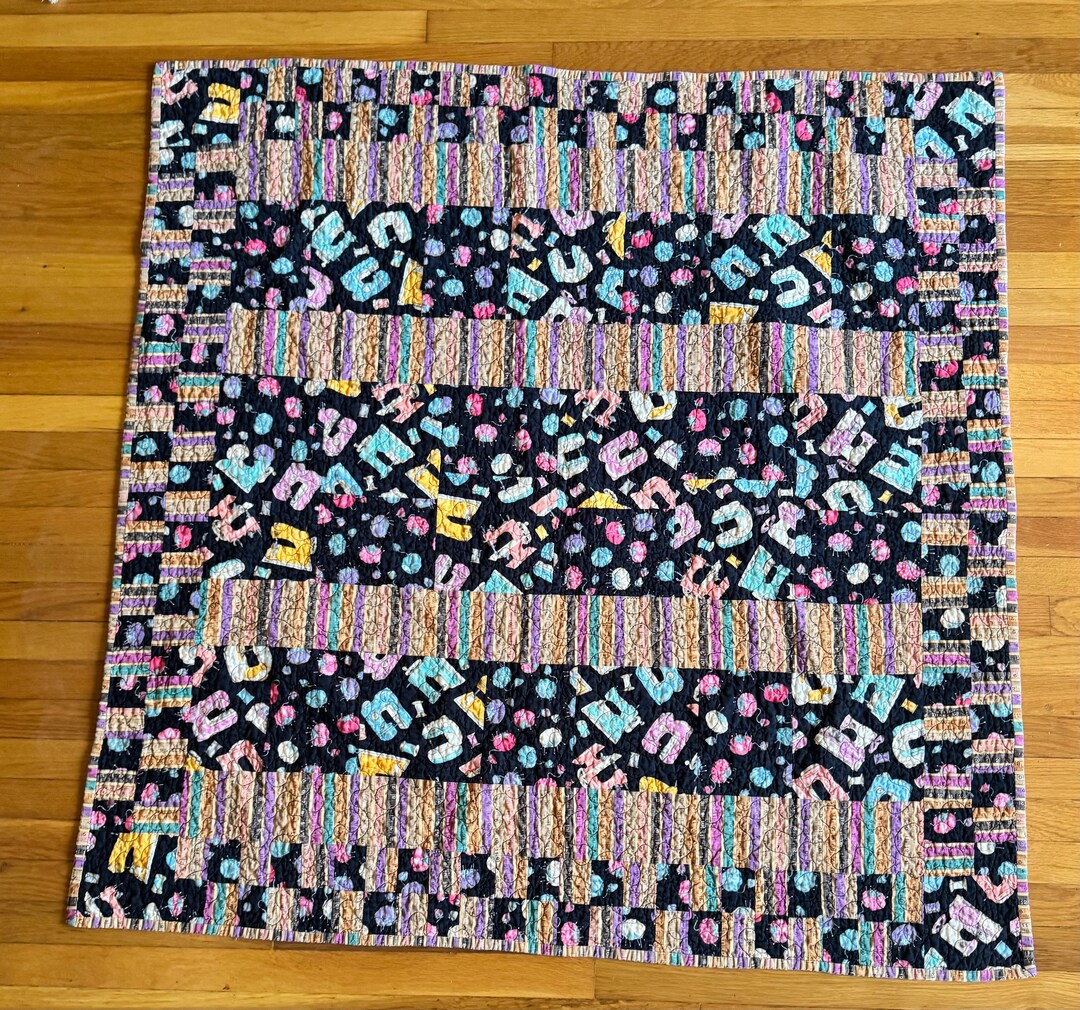 Bright Whimsical Machine Quilt Throw Blanket Wall Hanging Sewing Party ...
