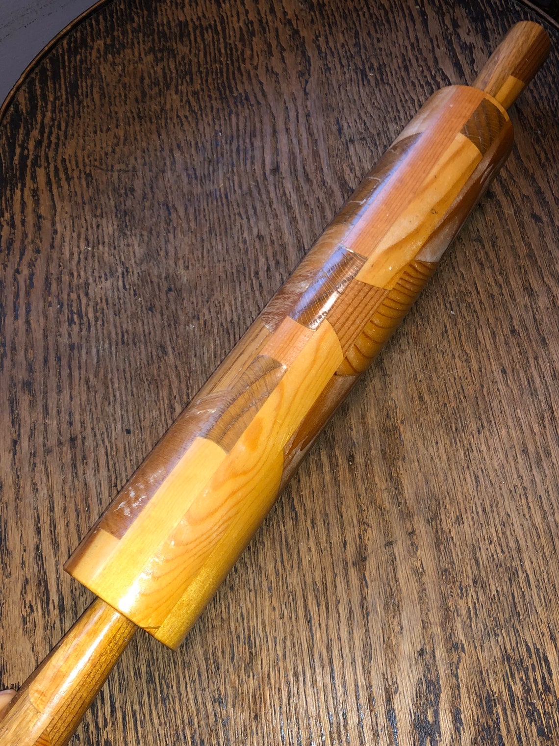 Vintage Wooden Rolling Pin Handmade Wood Inlay Marquetry | Etsy