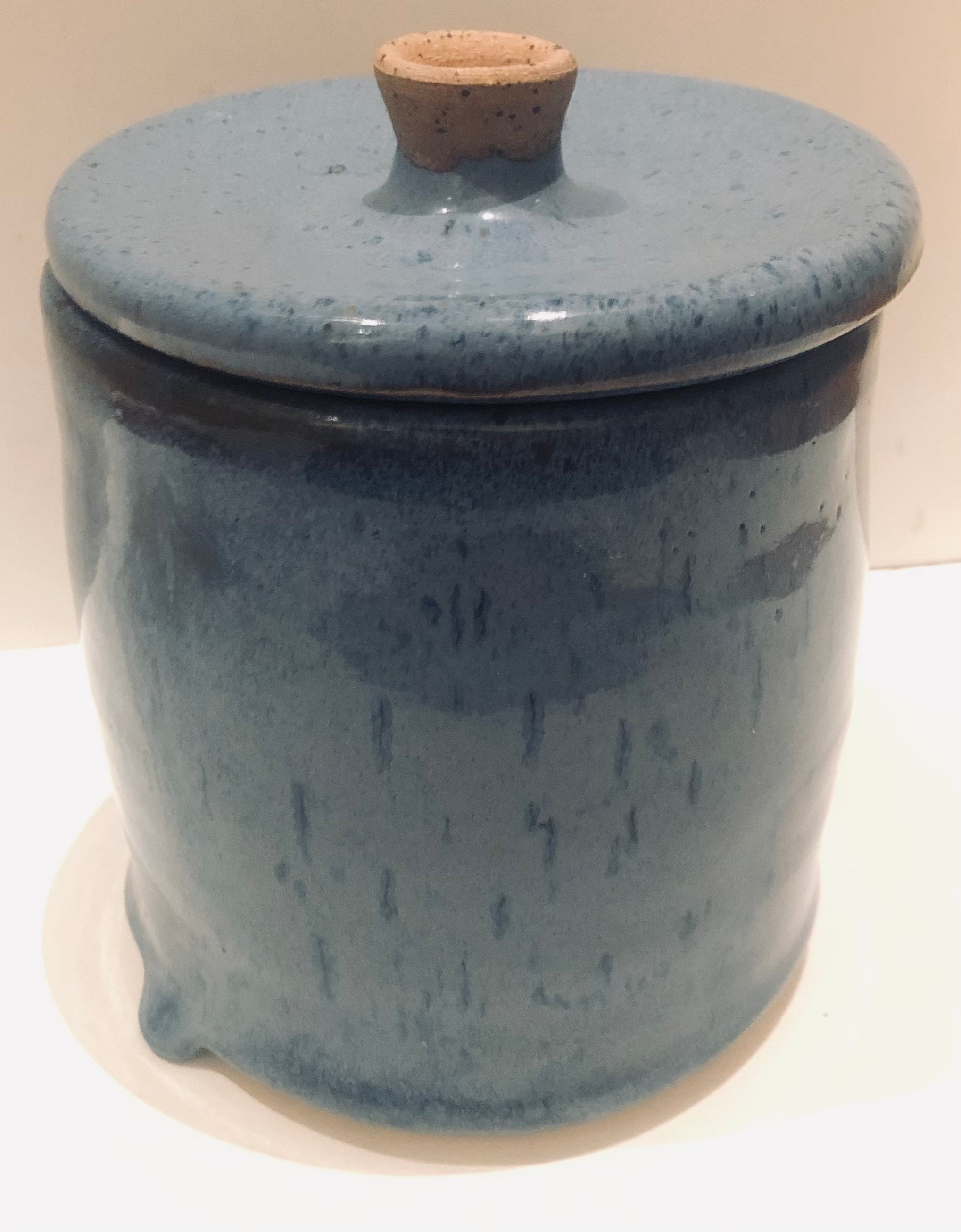 Vintage Studio Artist Cornflower Blue Ceramic Trinket Box Hippie Boho ...