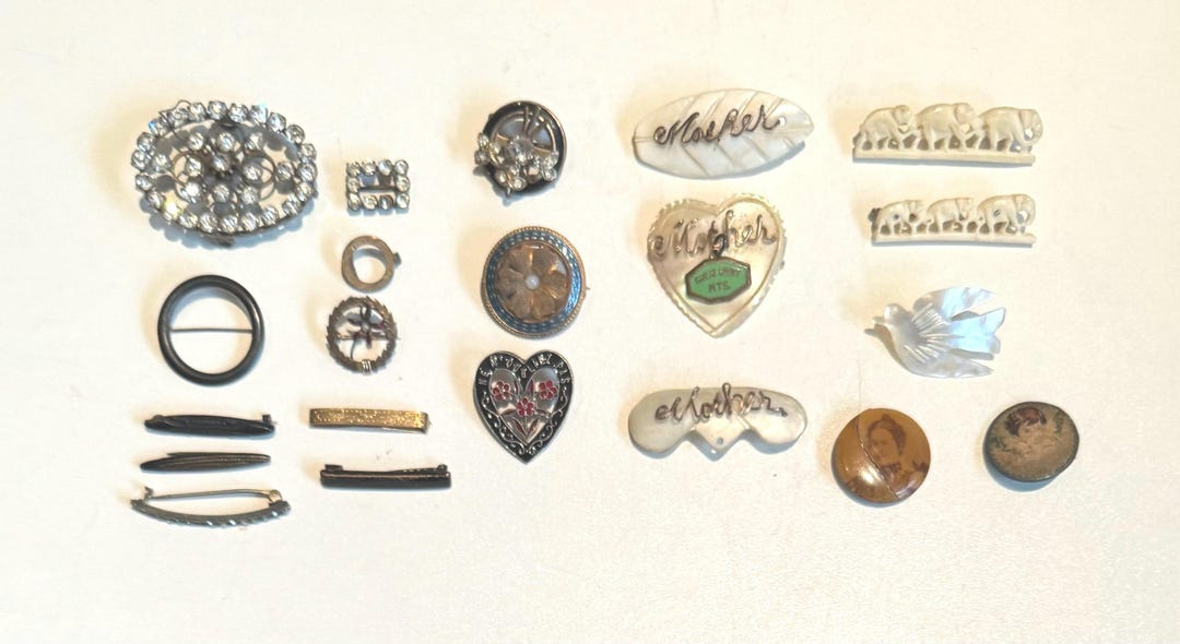 Antique Brooch & Pin Lot Victorian Edwardian Art Deco Jewelry Authentic ...